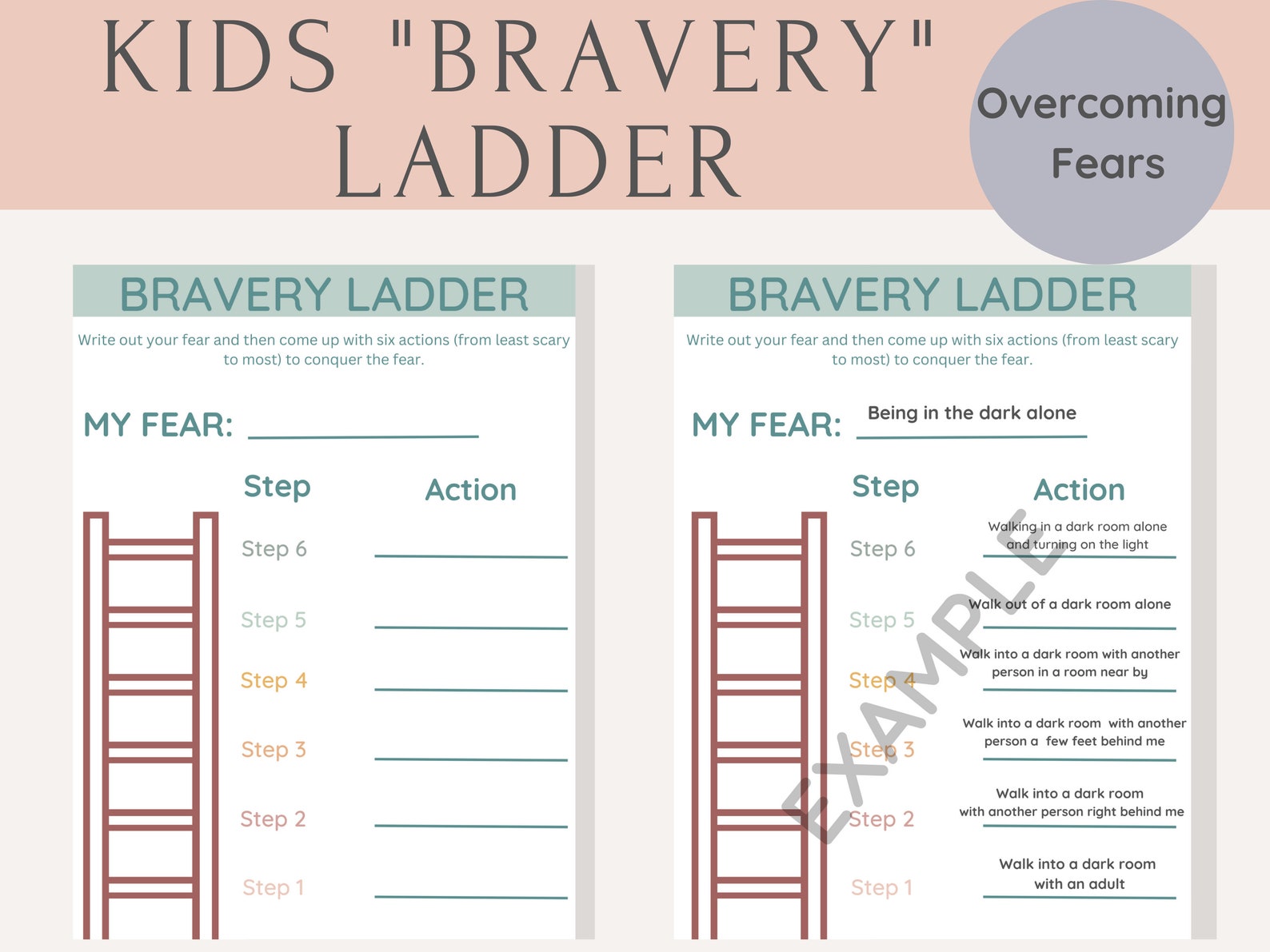 Kid Feeling Worksheet Child Therapy Anxiety Kids Fear Ladder School