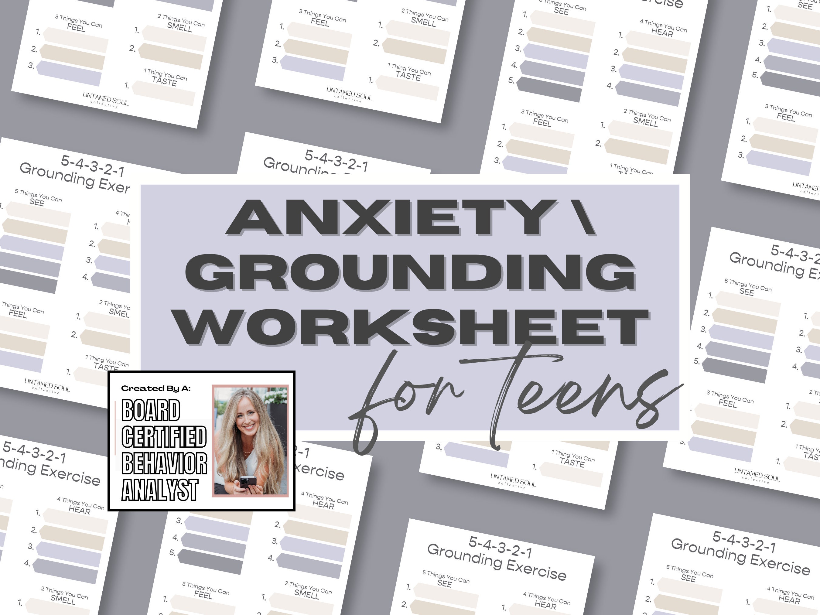 Anxiety Worksheet Teens Relief Printable Teen Grounding Worksheet Panic ...