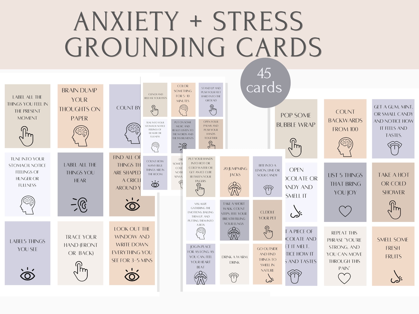 Grounding Mindfulness Cards Emotional Regulation Coping With Anxiety ...