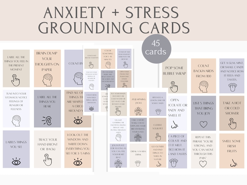Grounding & Mindfulness Cards | Coping With Anxiety and Stress ...