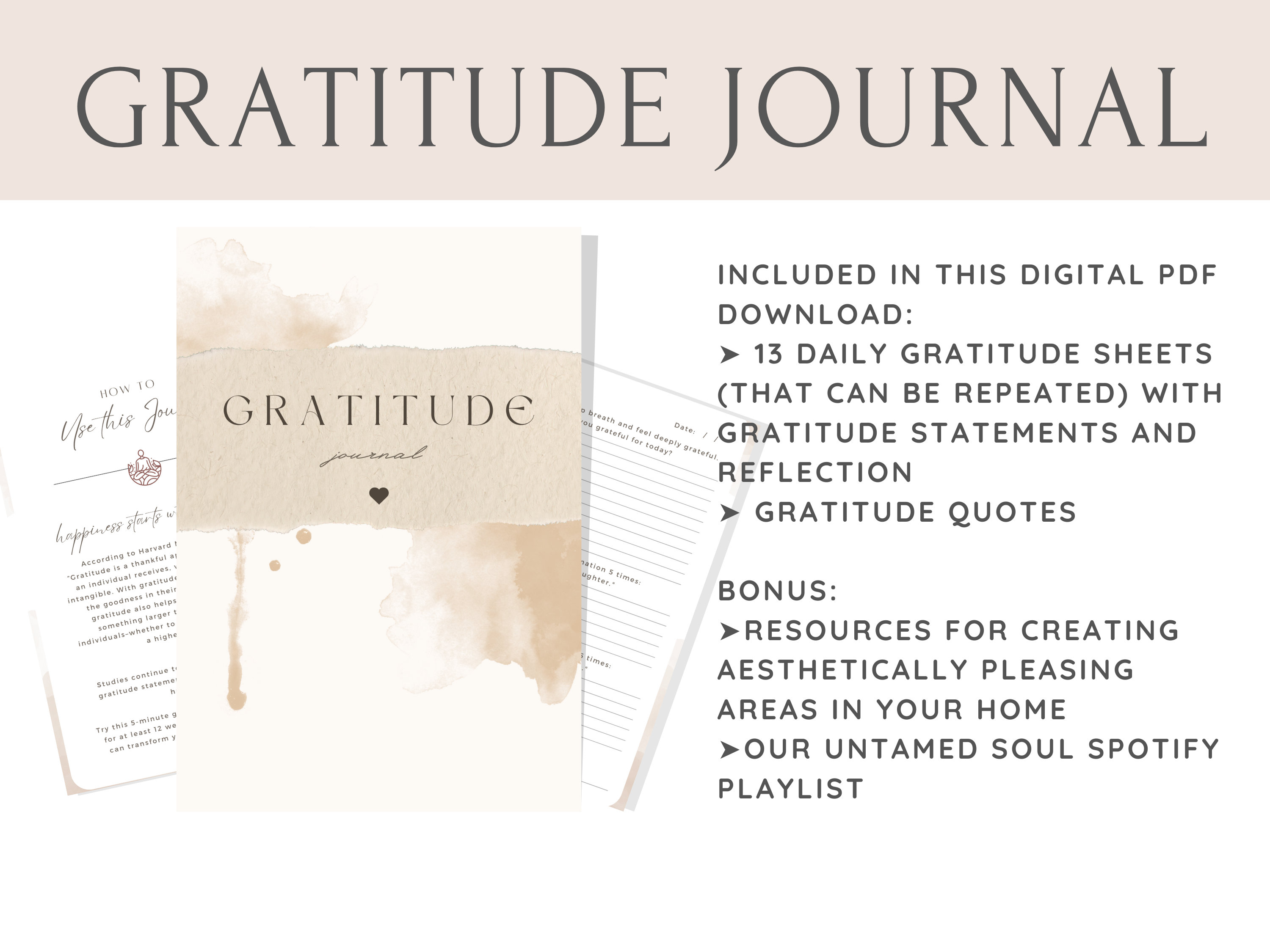 Gratitude Journal Printable, Mindfulness Journal, Gratitude Worksheet ...