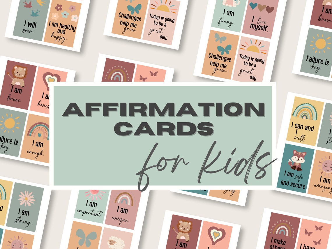 Positive Affirmation Cards Kids Mindfulness Gift Children Montessori ...