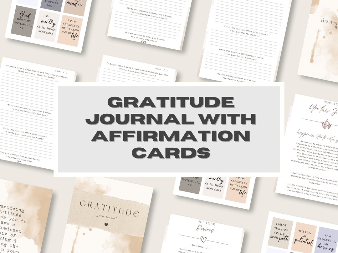Gratitude Journal Affirmation Cards Instant Download Digital ...