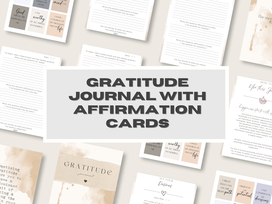Gratitude Journal Affirmation Cards Instant Download Digital ...