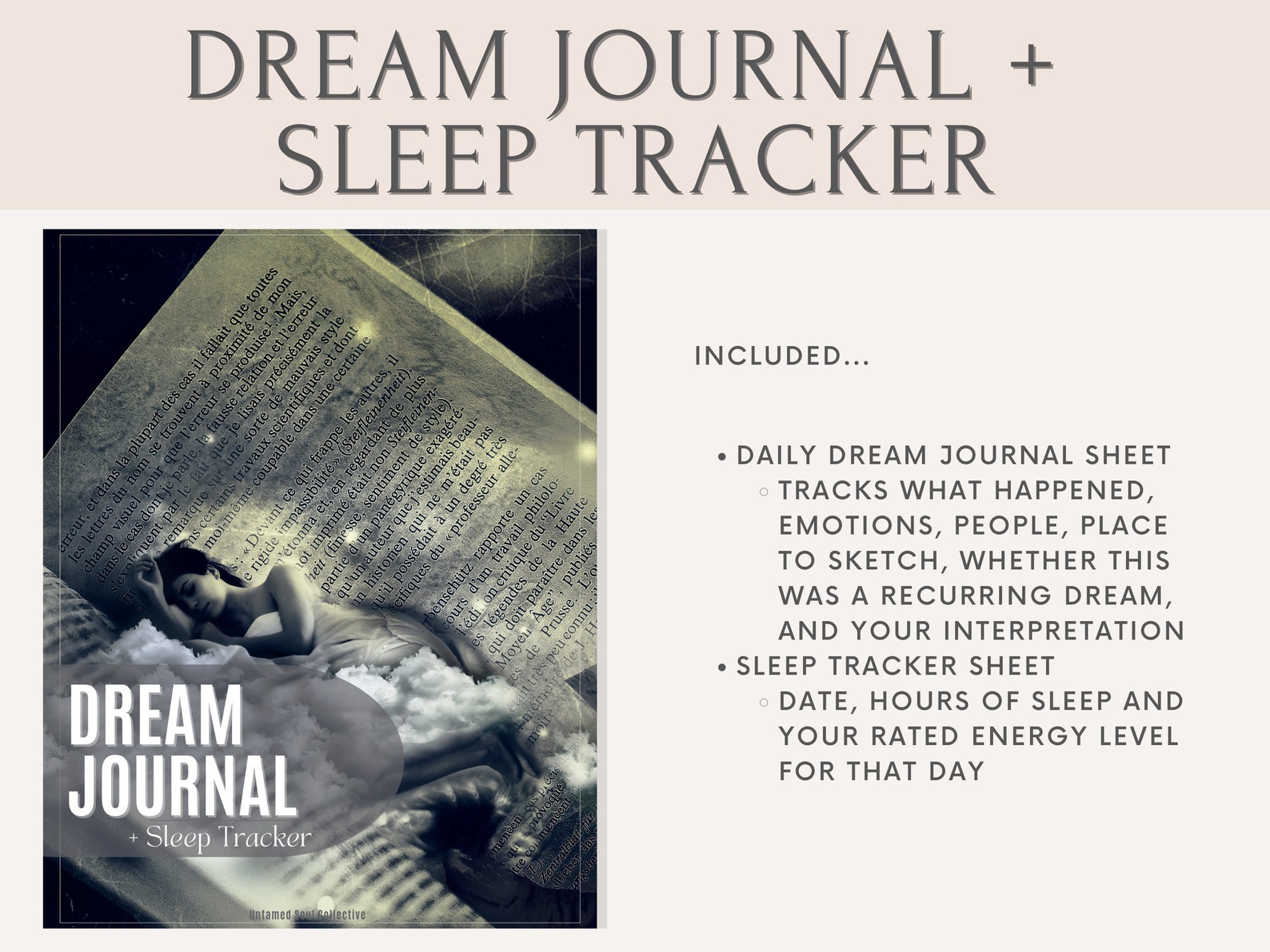 Dream Journal, Printable Dream Logging, Digital Dream Journal, Sleep ...