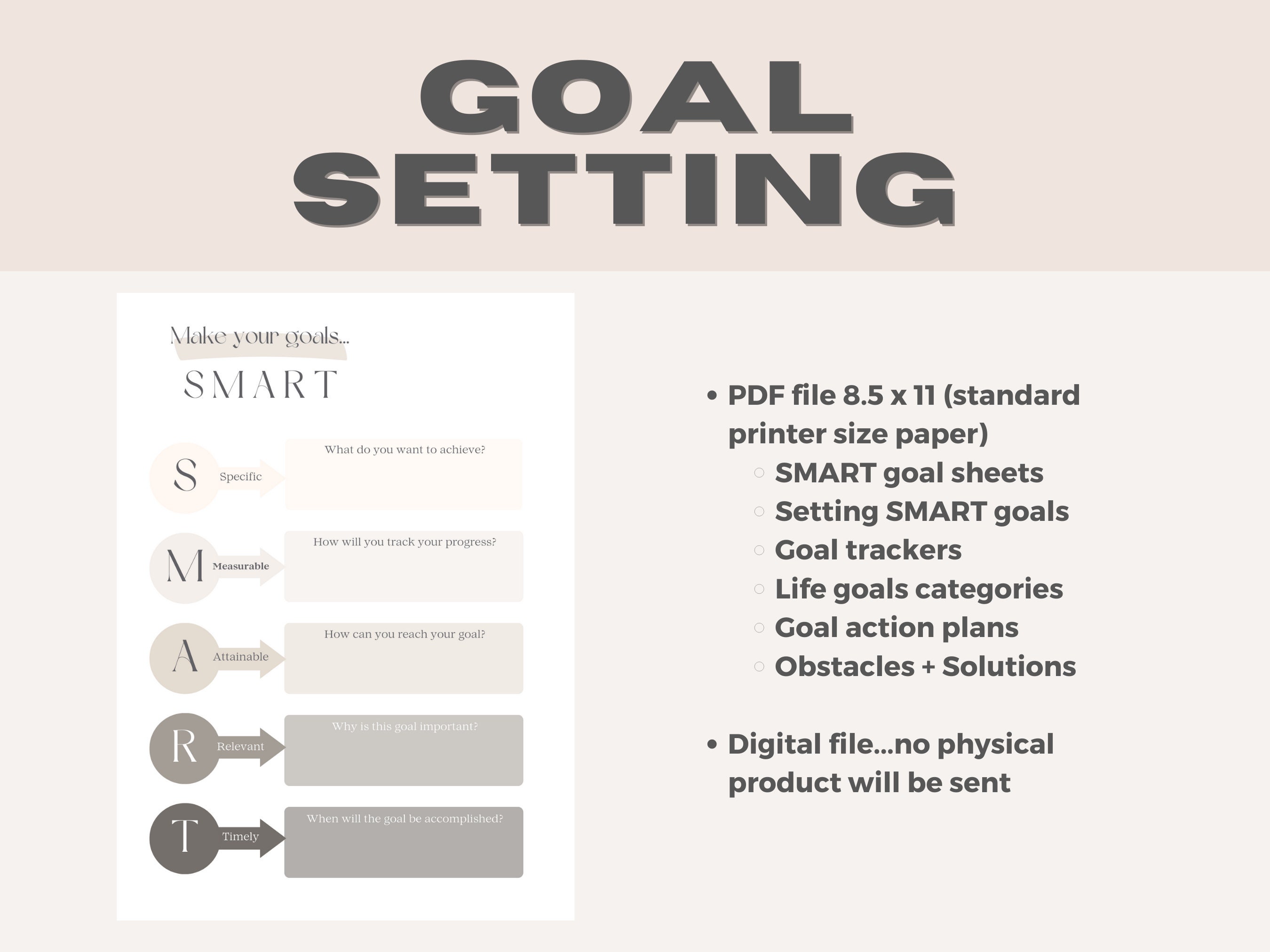 Goal Setting Planner, Goal Setting Sheet, SMART Goal Worksheet, Planner ...