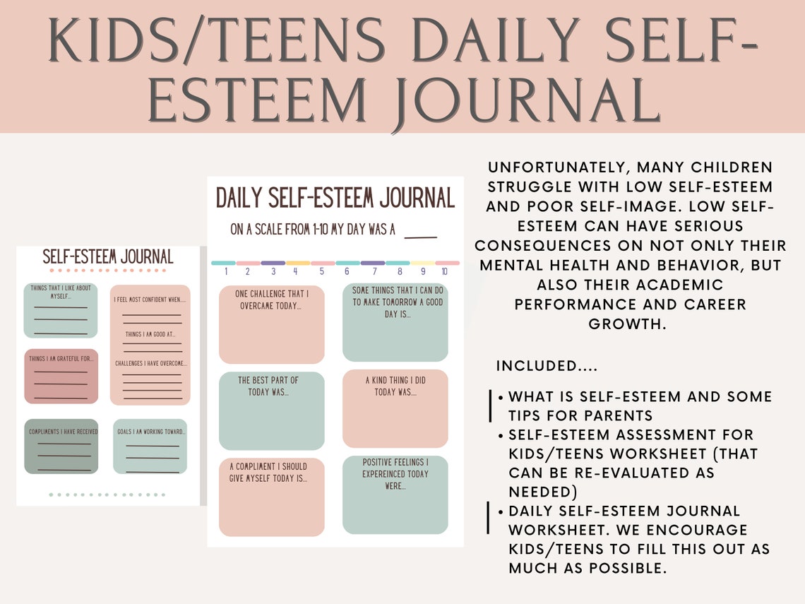 Kid Self Esteem Worksheet Teens Emotional Therapy Tool Counselor ...