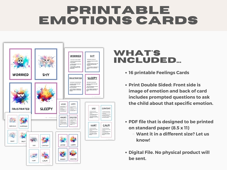 Emotions Flashcard for Kid Feeling Flashcard Zones of Regulation Faces ...