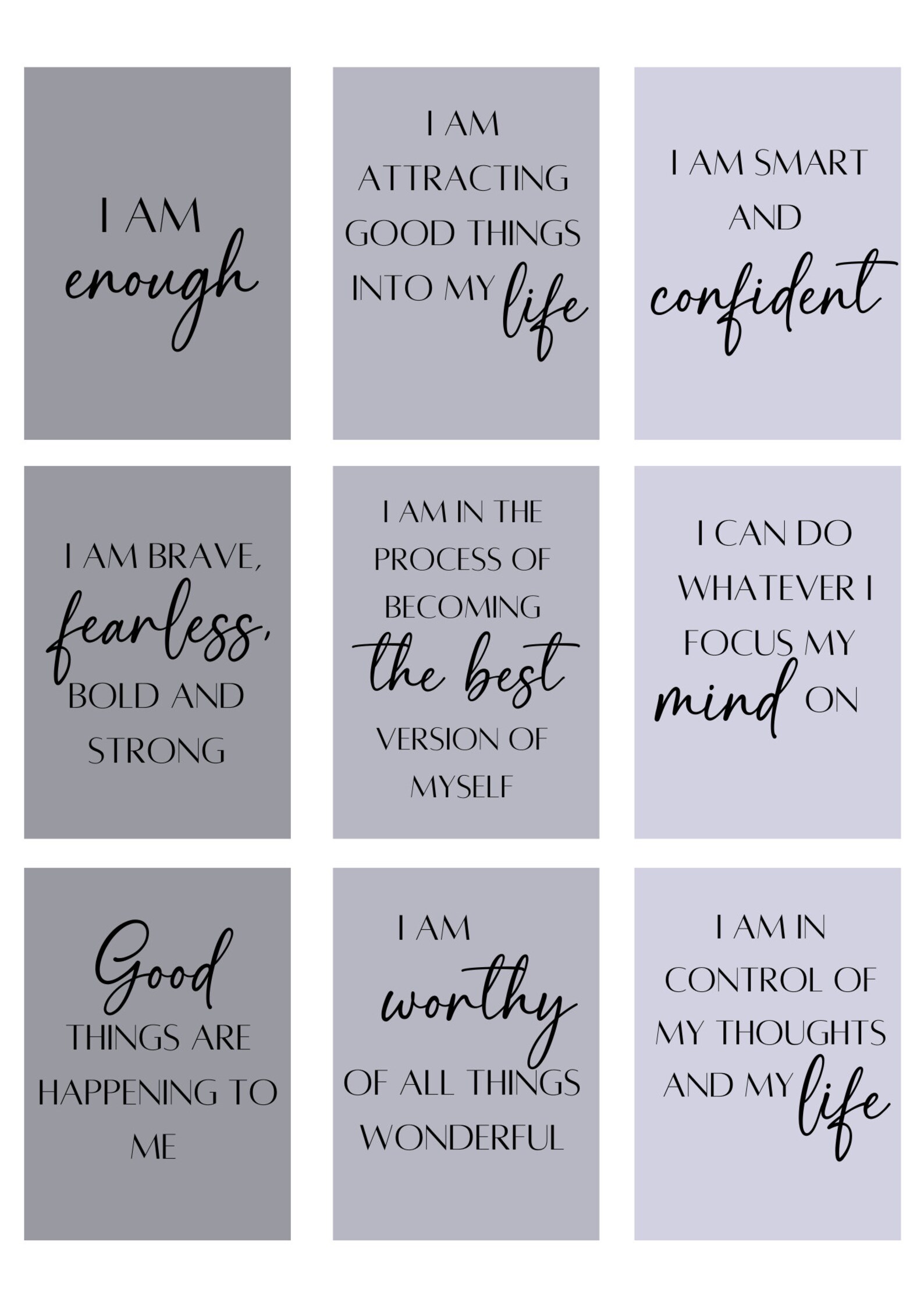 Positive Self Affirmation Cards Teen Girls Daily Affirmation Cards ...