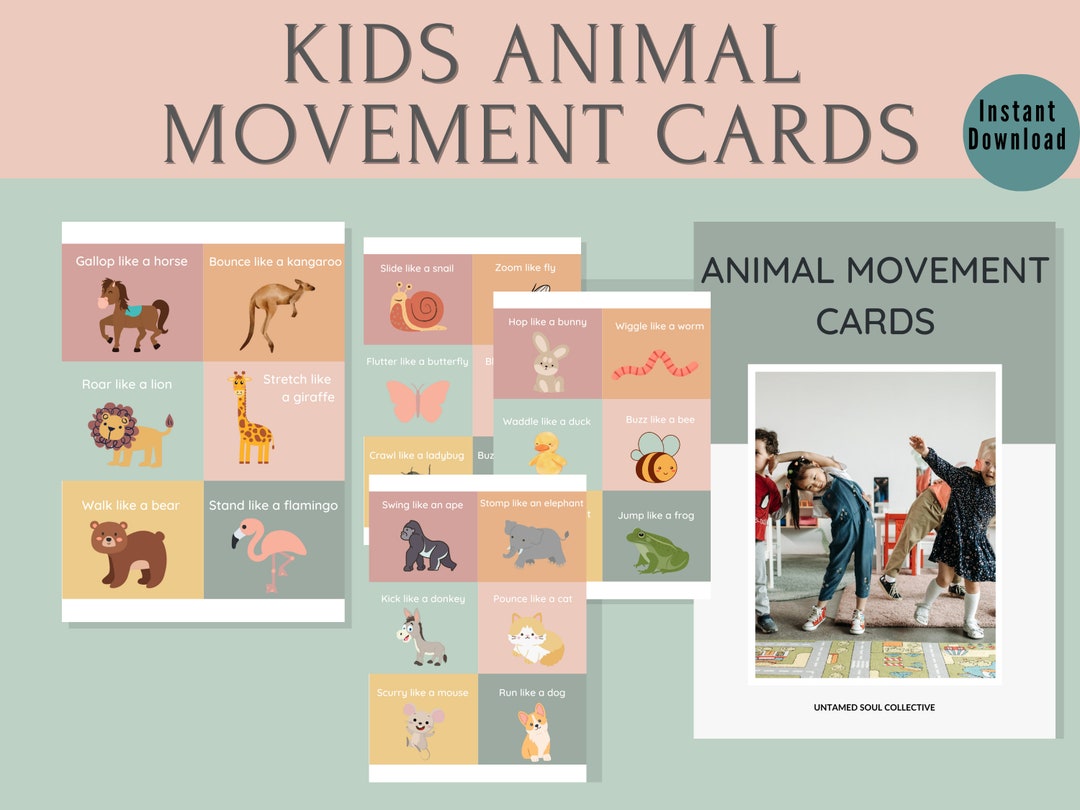 Animal Movement Cards Kid Physical Activity Action Cards - Etsy