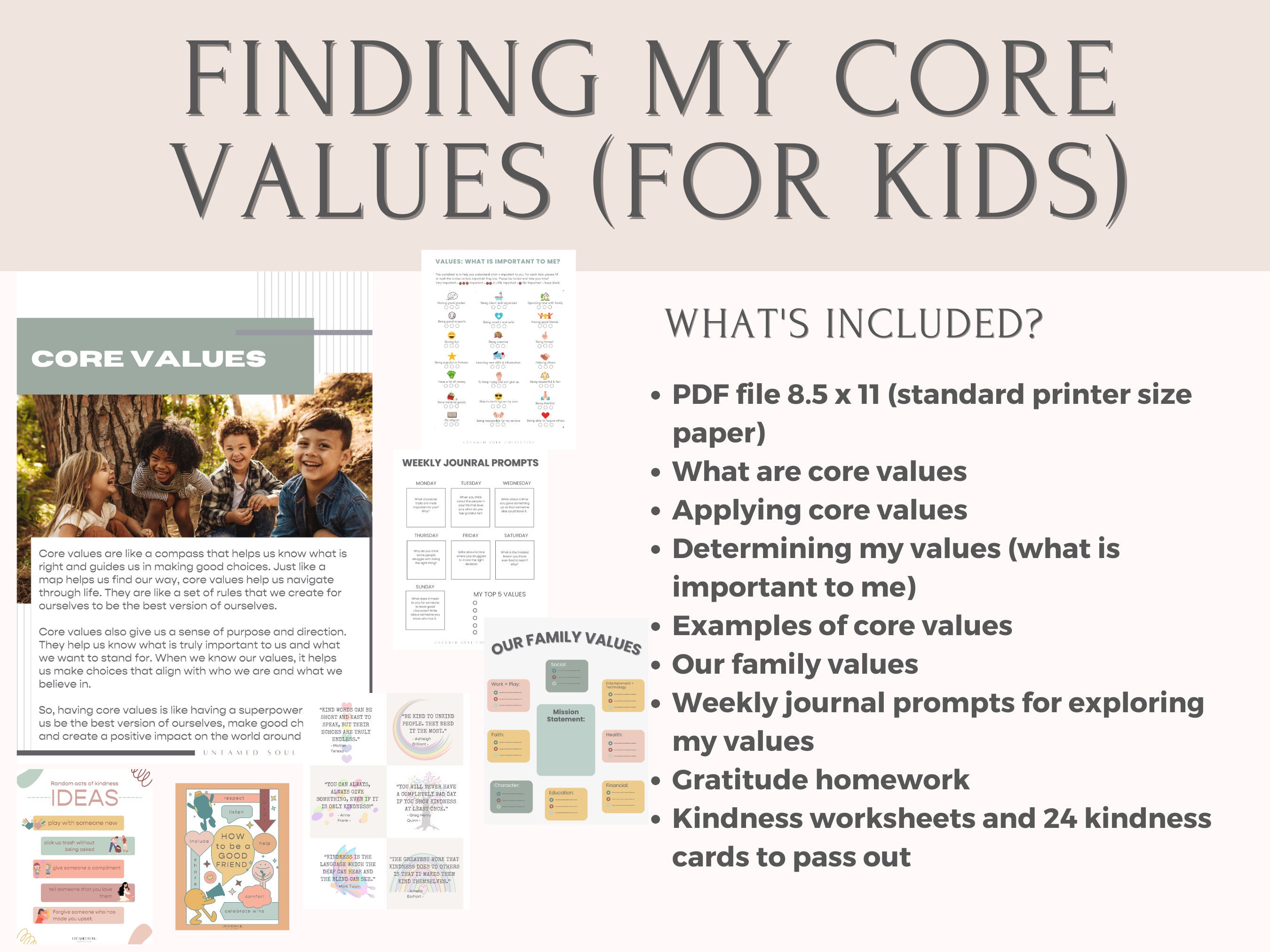 Kids Core Values Workbook: Character Building Activities (PDF Download ...