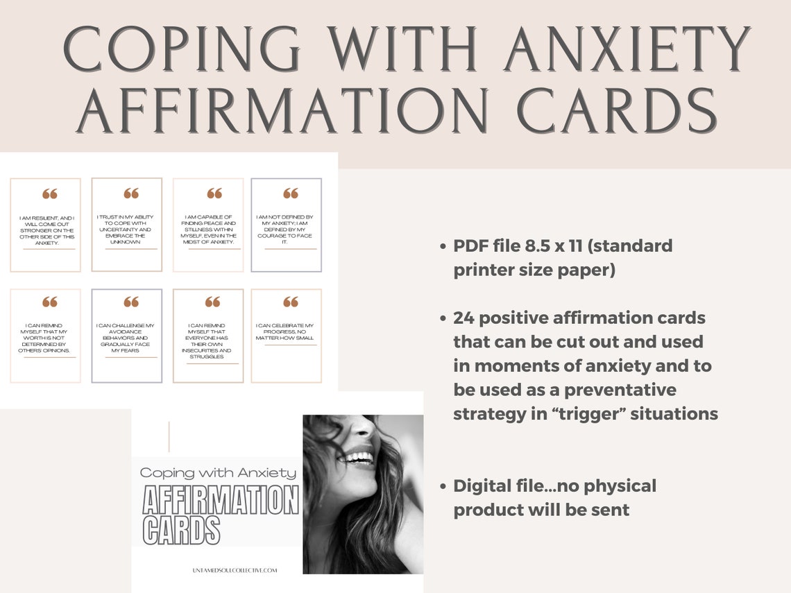 Anxiety Coping Statement Cards Printable Positivity Card Positive ...