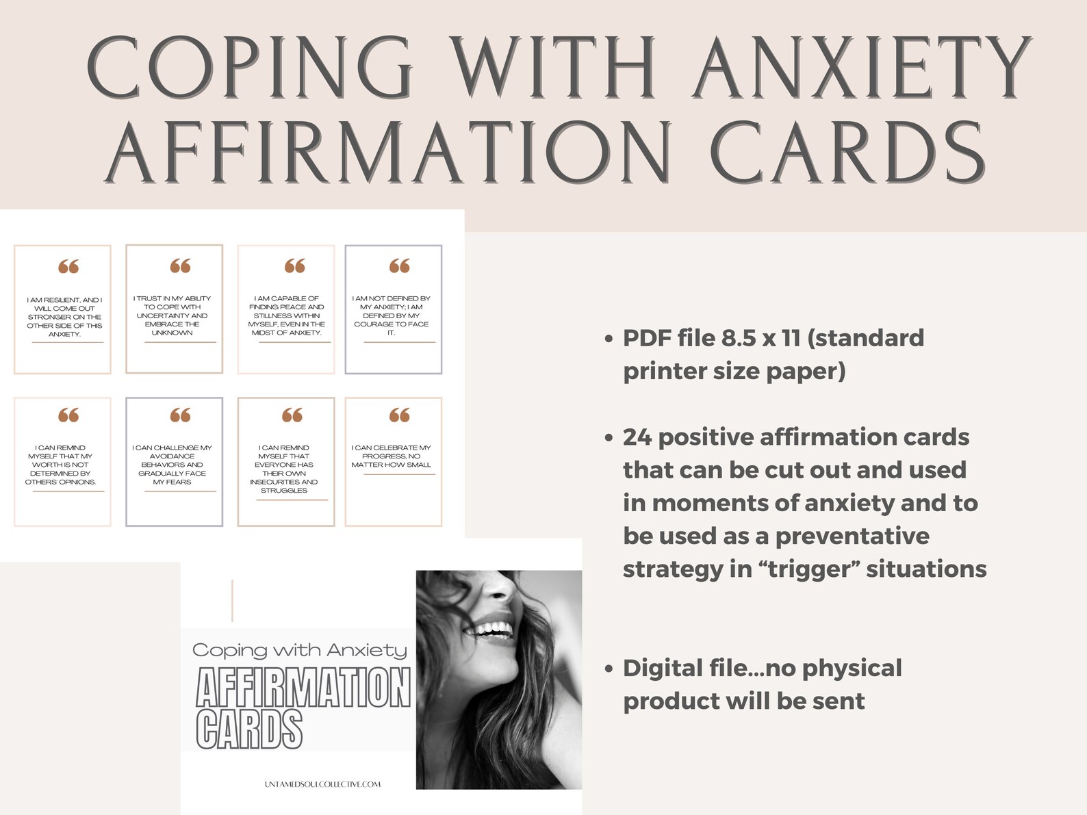 Anxiety Coping Statement Cards Printable Positivity Card Positive ...