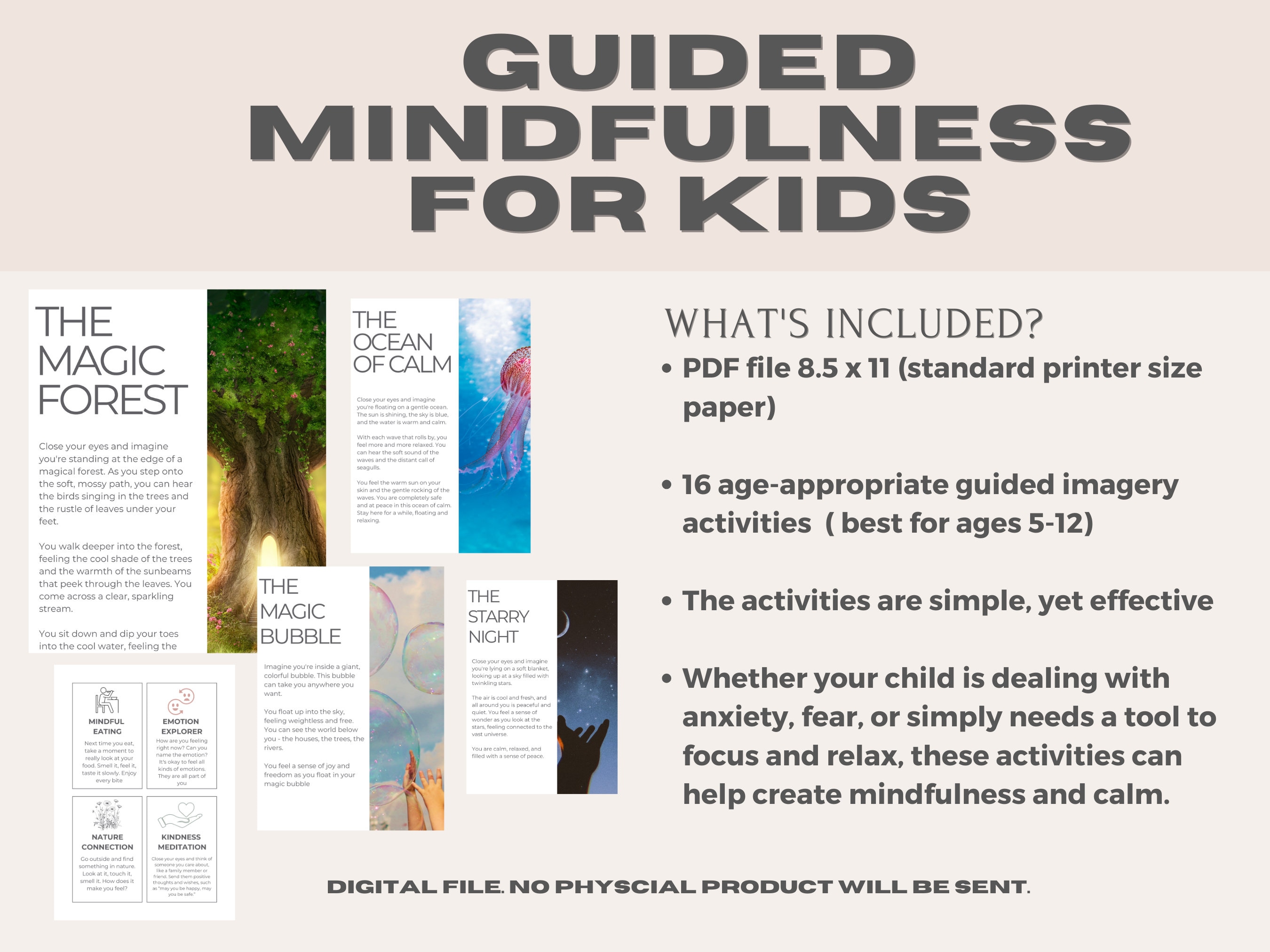 Mindfulness Cards for Kids: Guided Imagery Activities (PDF Download) - Etsy