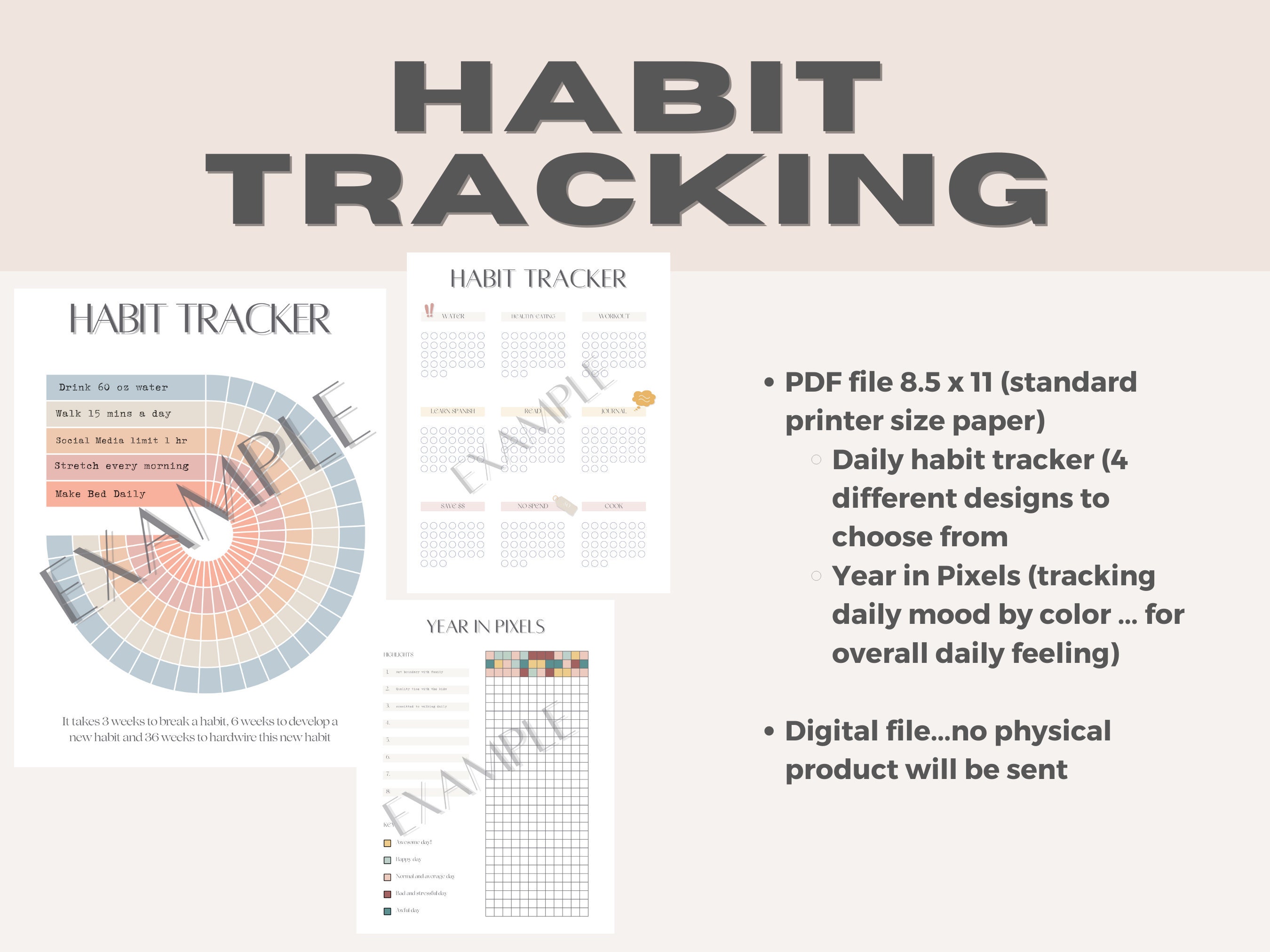 Habit Tracking Sheets Habit Tracker Printable Journal Habit Spreadsheet ...