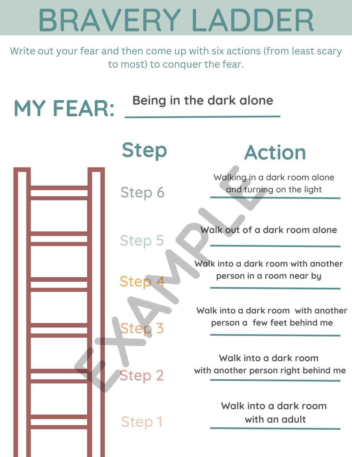 Kid Feeling Worksheet Child Therapy Anxiety Kids Fear Ladder School ...