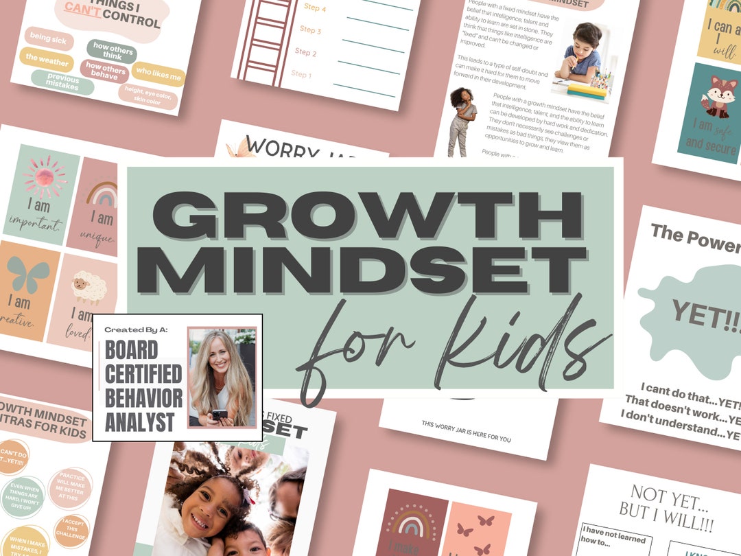 Growth Mindset Printable Kids Worksheet Positive Thinking Growth ...