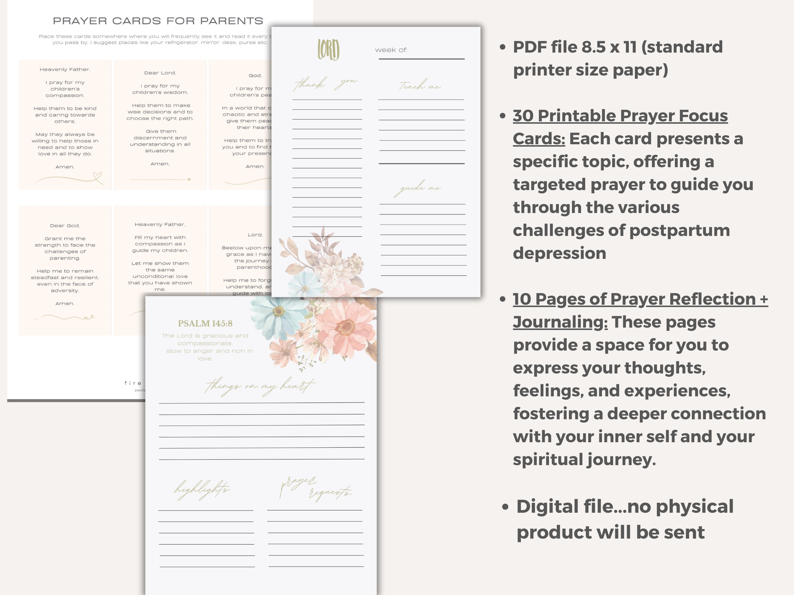 Daily Prayer Journal Prayer Cards Printable Mom Prayer Journal Prayer ...