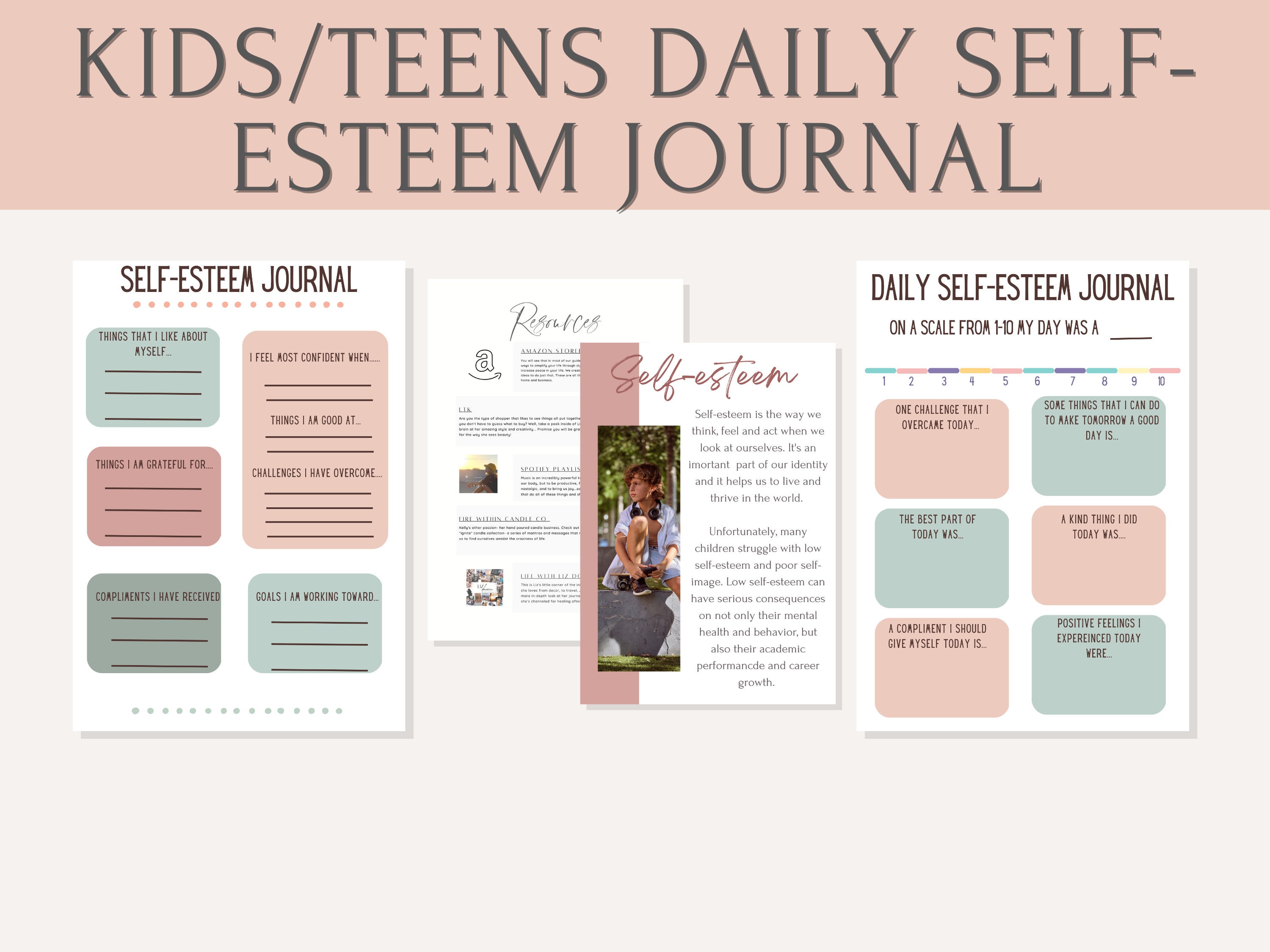 Kid Self Esteem Worksheet Teens Emotional Therapy Tool Counselor ...
