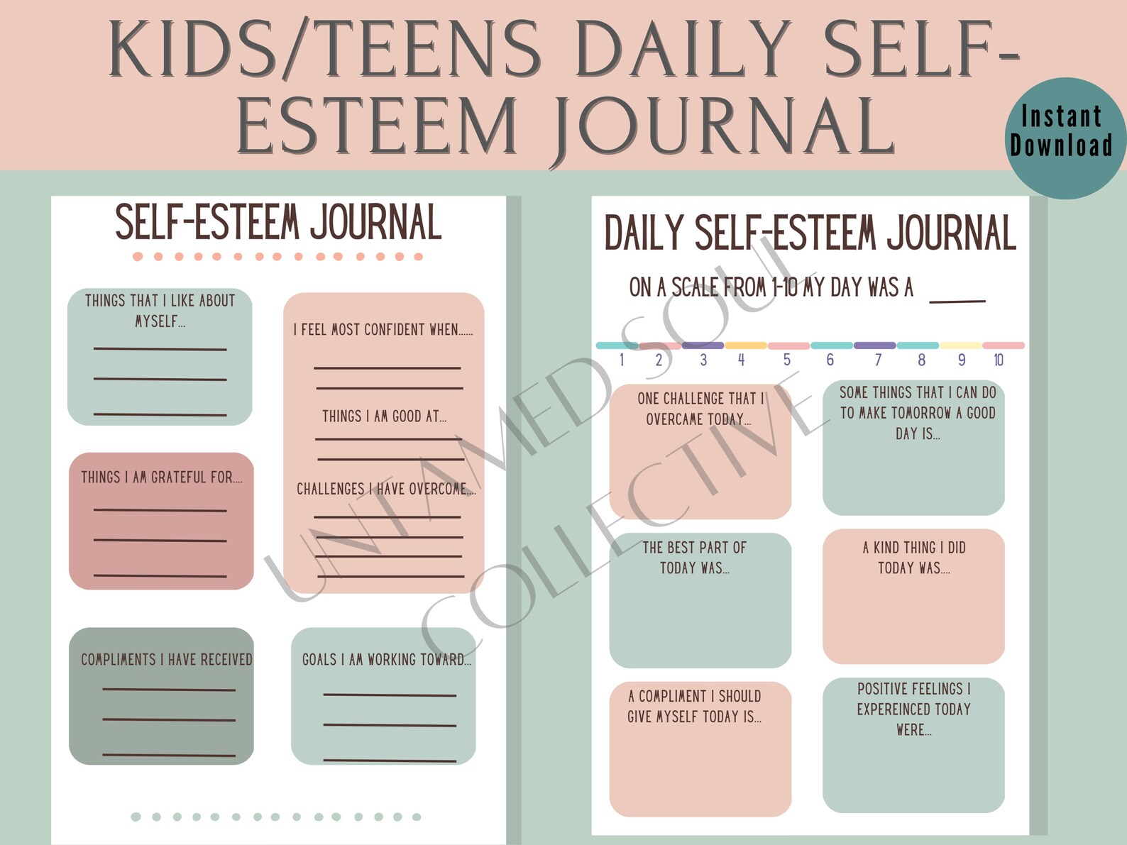 Kid Self Esteem Worksheet Teens Emotional Therapy Tool Counselor ...