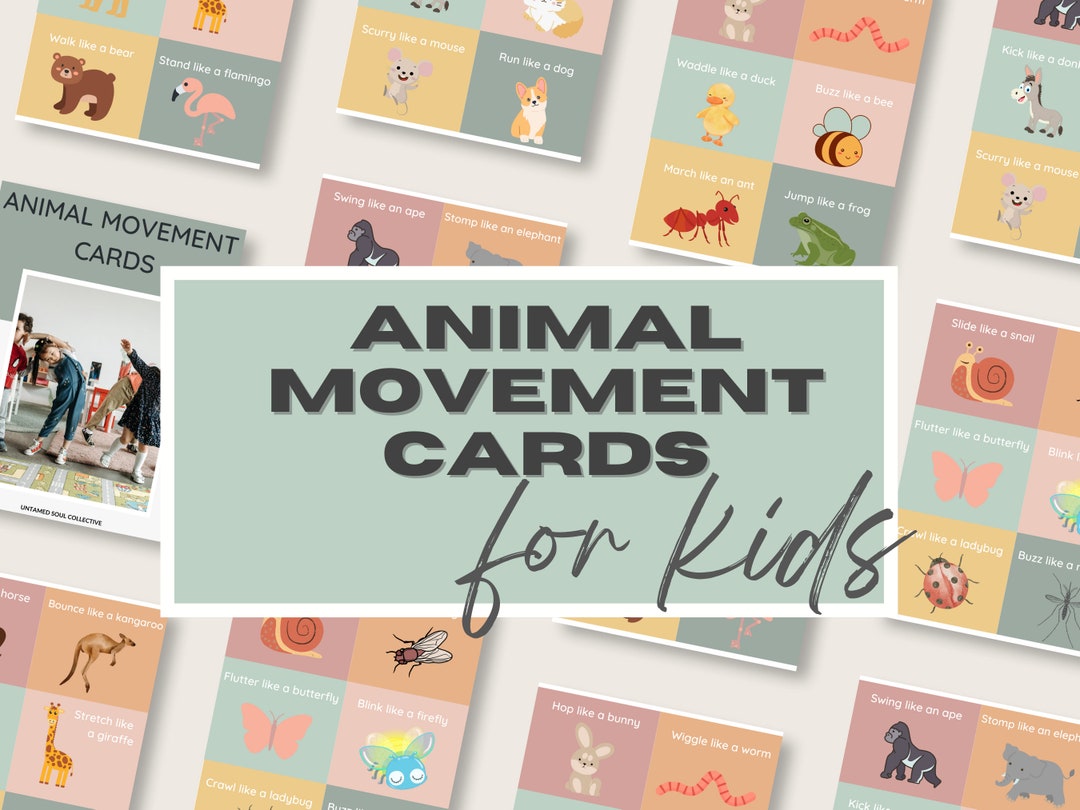 Animal Movement Cards Kid Physical Activity Action Cards Circle Time ...