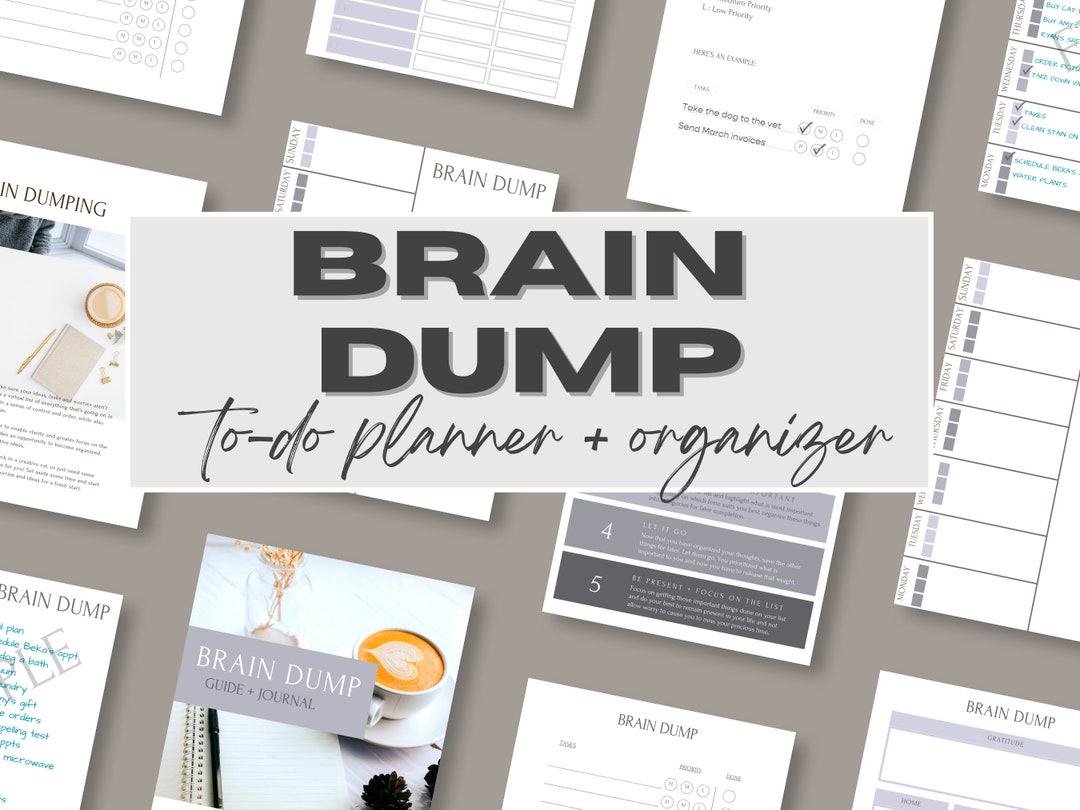Brain Dump to Do List Printable Stress Anxiety Relief Brain Dump ...