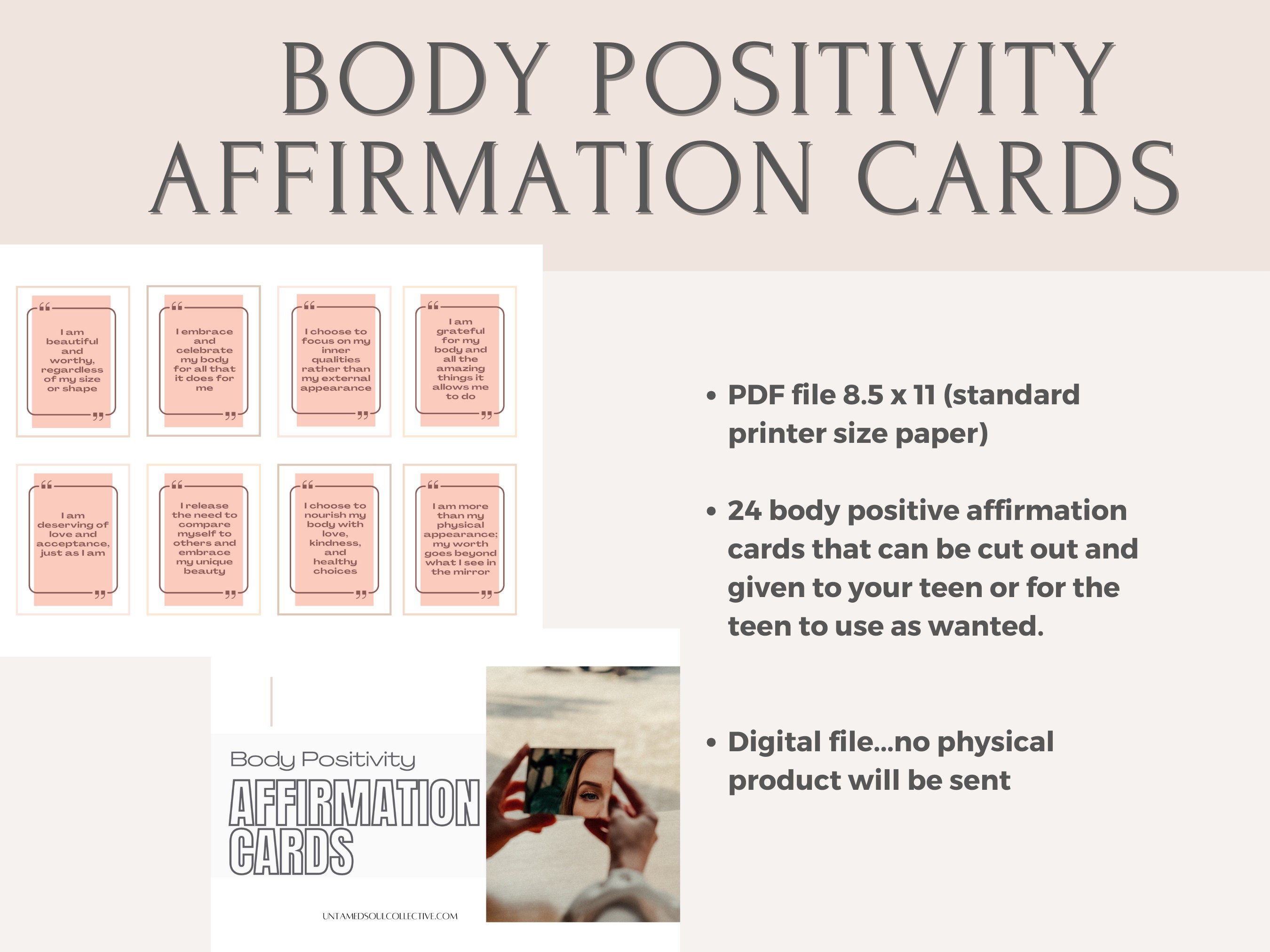 Affirmation Card for Teens Self Love Card for Teens Body Positivity ...