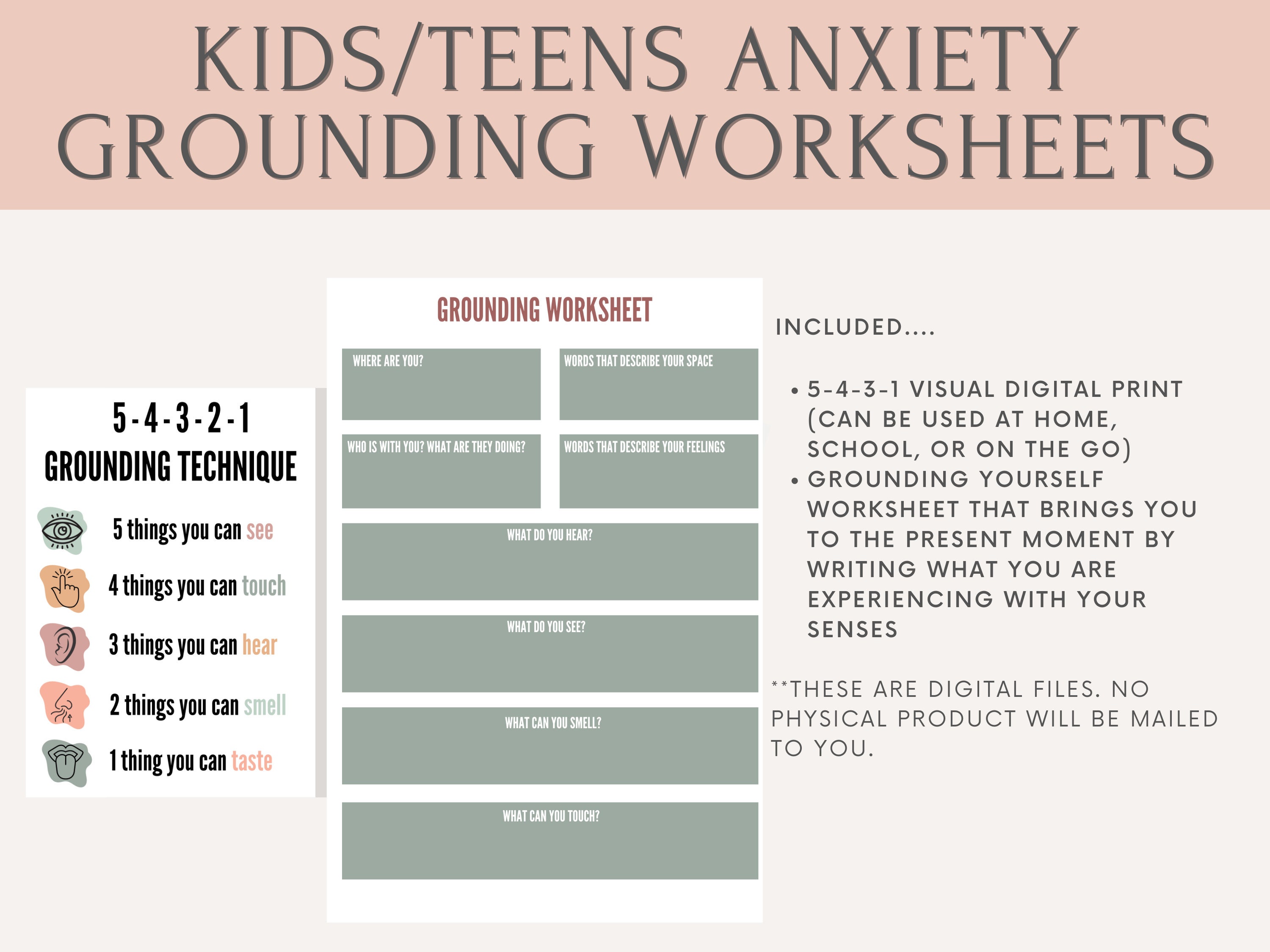 Teen Anxiety, Grounding Worksheet, Therapy Emotional Regulation, School ...