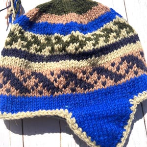 Beanie With Ear Flap, Winter Sherpa Hat, Handmade Wool Cap, Fleece ...
