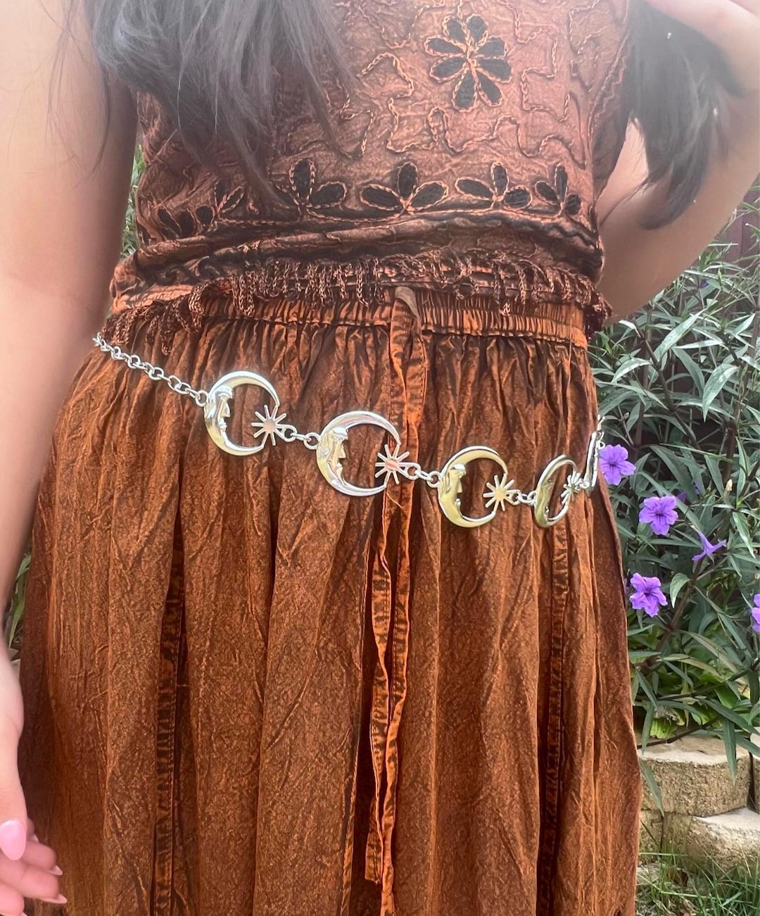 Celestial Crescent Moon Chain Belt, Costume Jewelry, Boho Hippie ...
