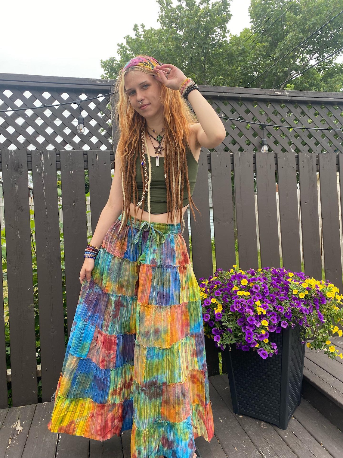 Tie Dye Patchwork Skirt Bohemian Hippie Handmade Style - Etsy
