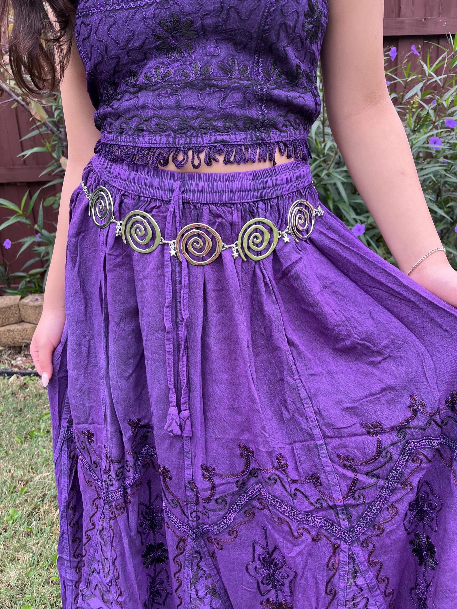 Silver Swirl Charm Belt With Tiny Stars | Boho Festival Waist Chain ...