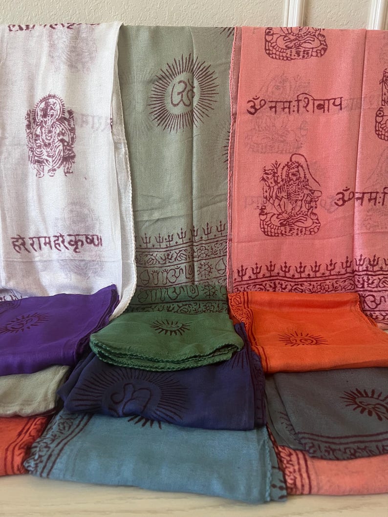 Om Prayer Scarf Shawl, Soft Meditation Scarf, Lightweight Colorful ...
