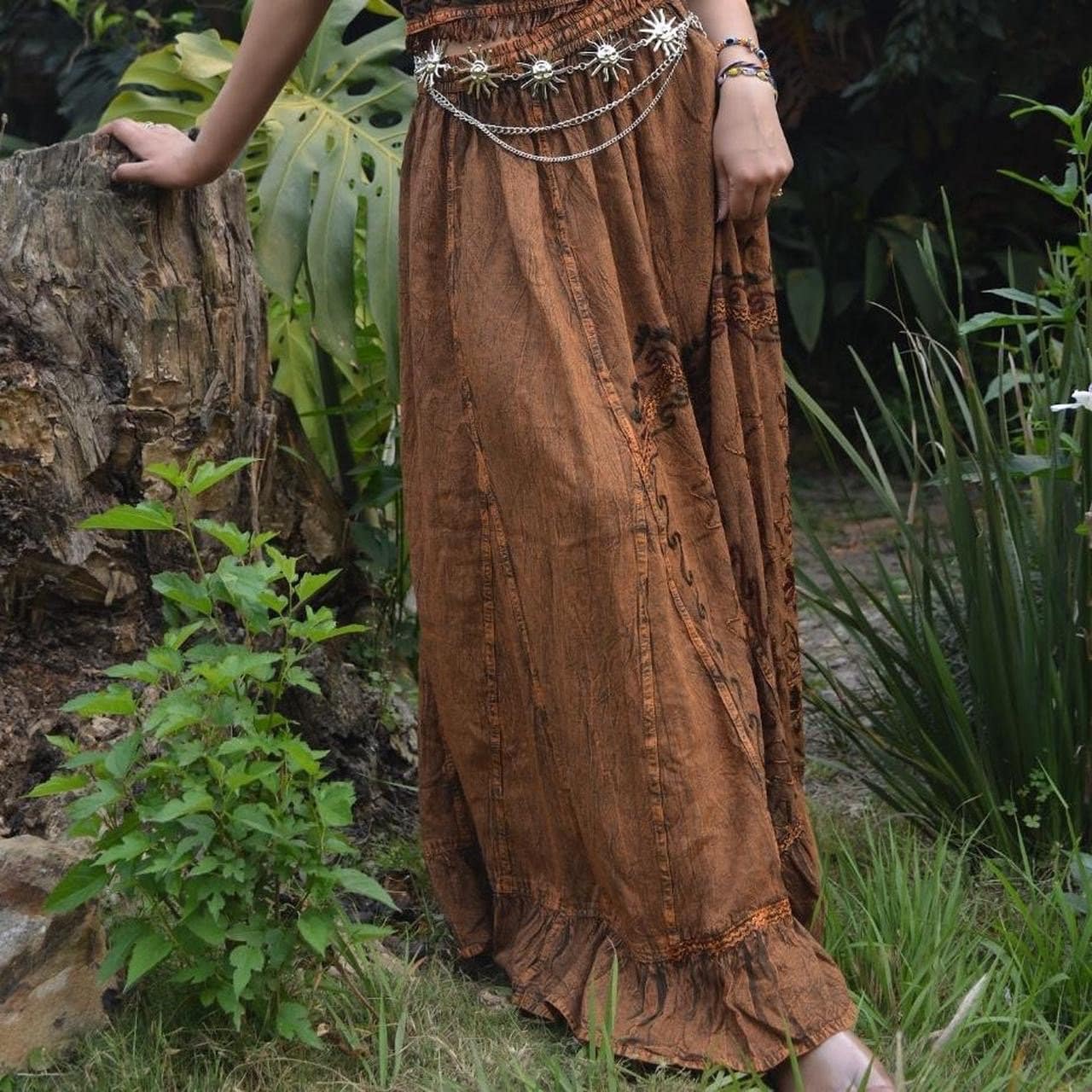 Fairy Boho Hippie Flowy Skirt, Vintage Vibe Embroidered Maxi Skirt ...