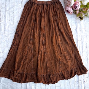 Vintage Style Bohemian Hippie Embroidered Skirt, Cottage Core Fairy ...