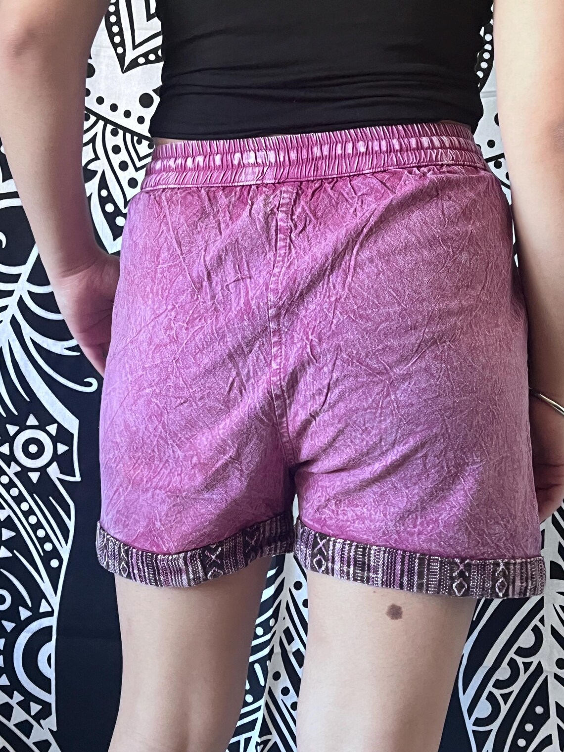 Bohemian Hippie Lightweight Cotton Shorts, Stonewashed Organic Cotton ...