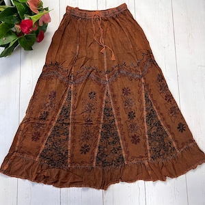 Vintage Style Bohemian Hippie Embroidered Skirt, Cottage Core Fairy ...