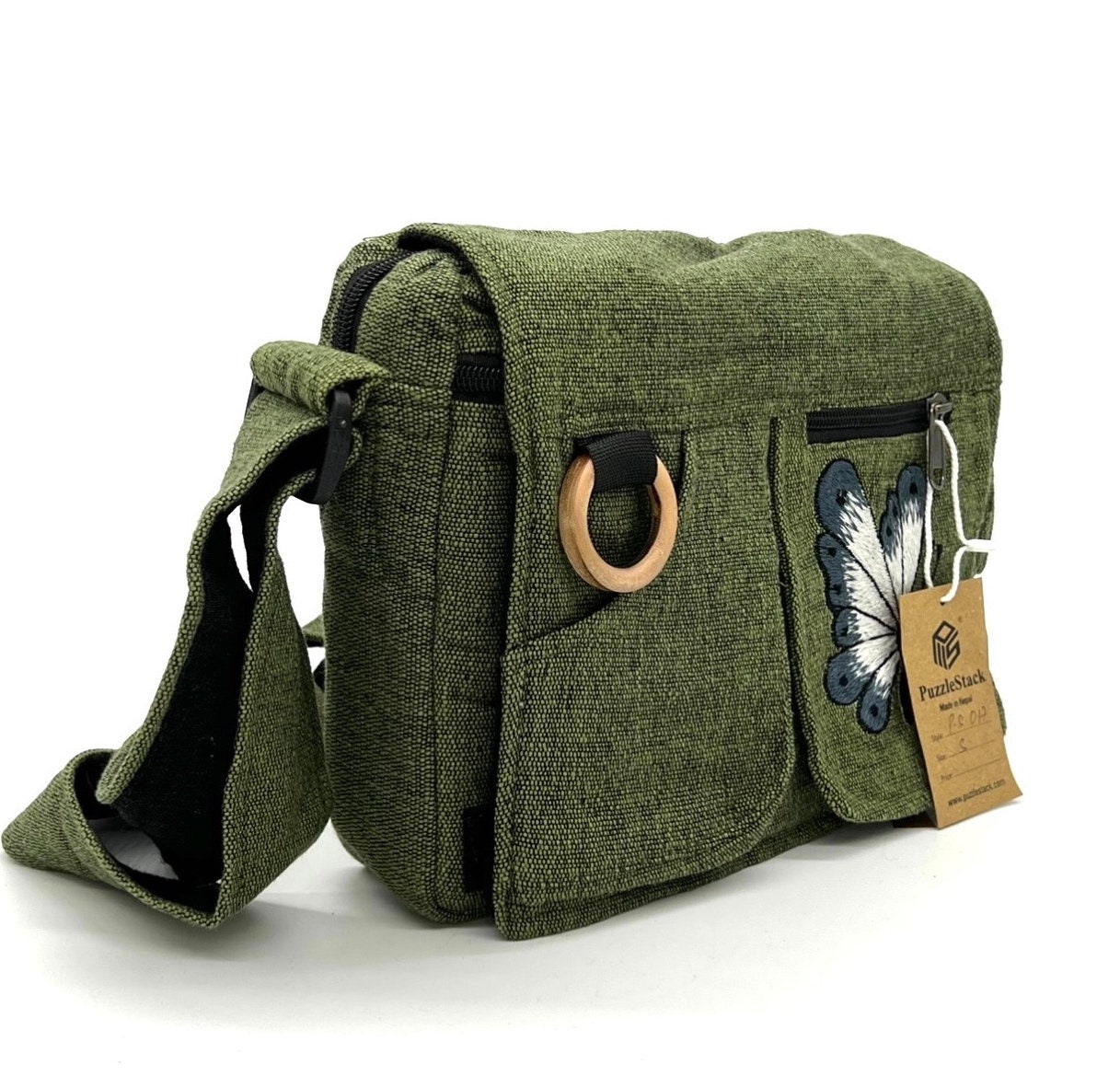 Messenger Crossbody Bag With Butterfly Embroidery,shoulder Cotton Bag ...