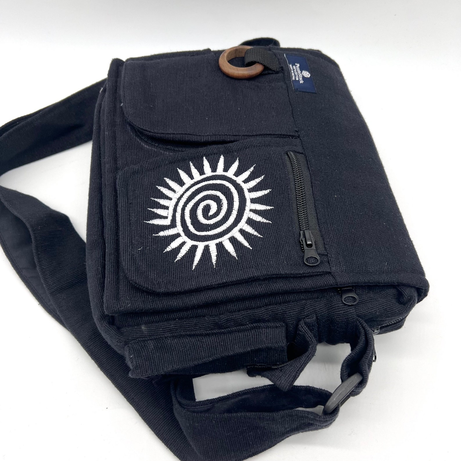 Messenger Crossbody Bag With Swirl Embroidery/ Handmade Bag/ Crossbody ...
