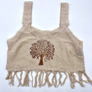 Tree of Life Block Print Raw Cotton Crop Top,earthy Festival Boho ...
