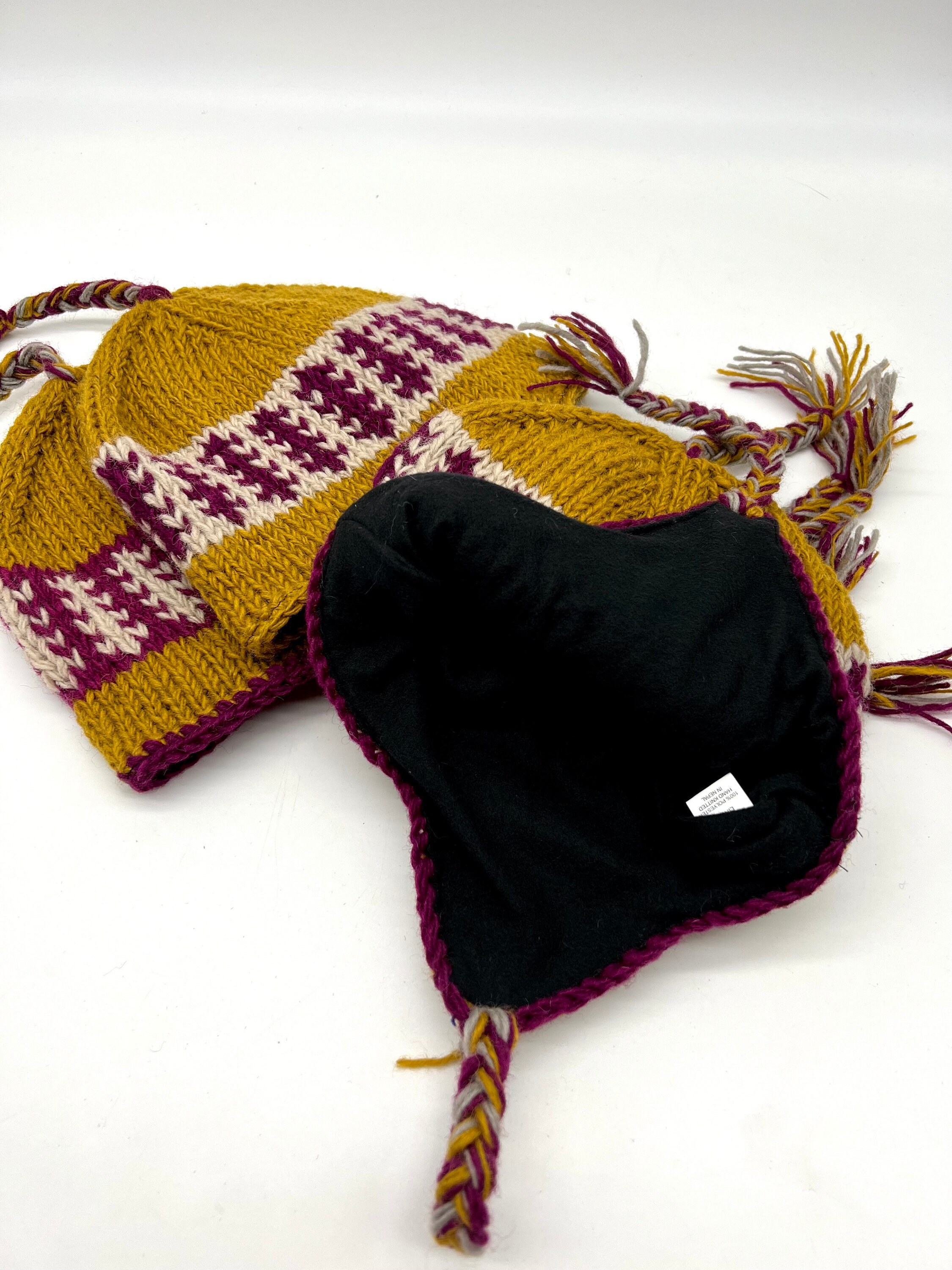 Handmade Wool Ear Flap Beanie, Fleece Lined Winter Hat - Etsy
