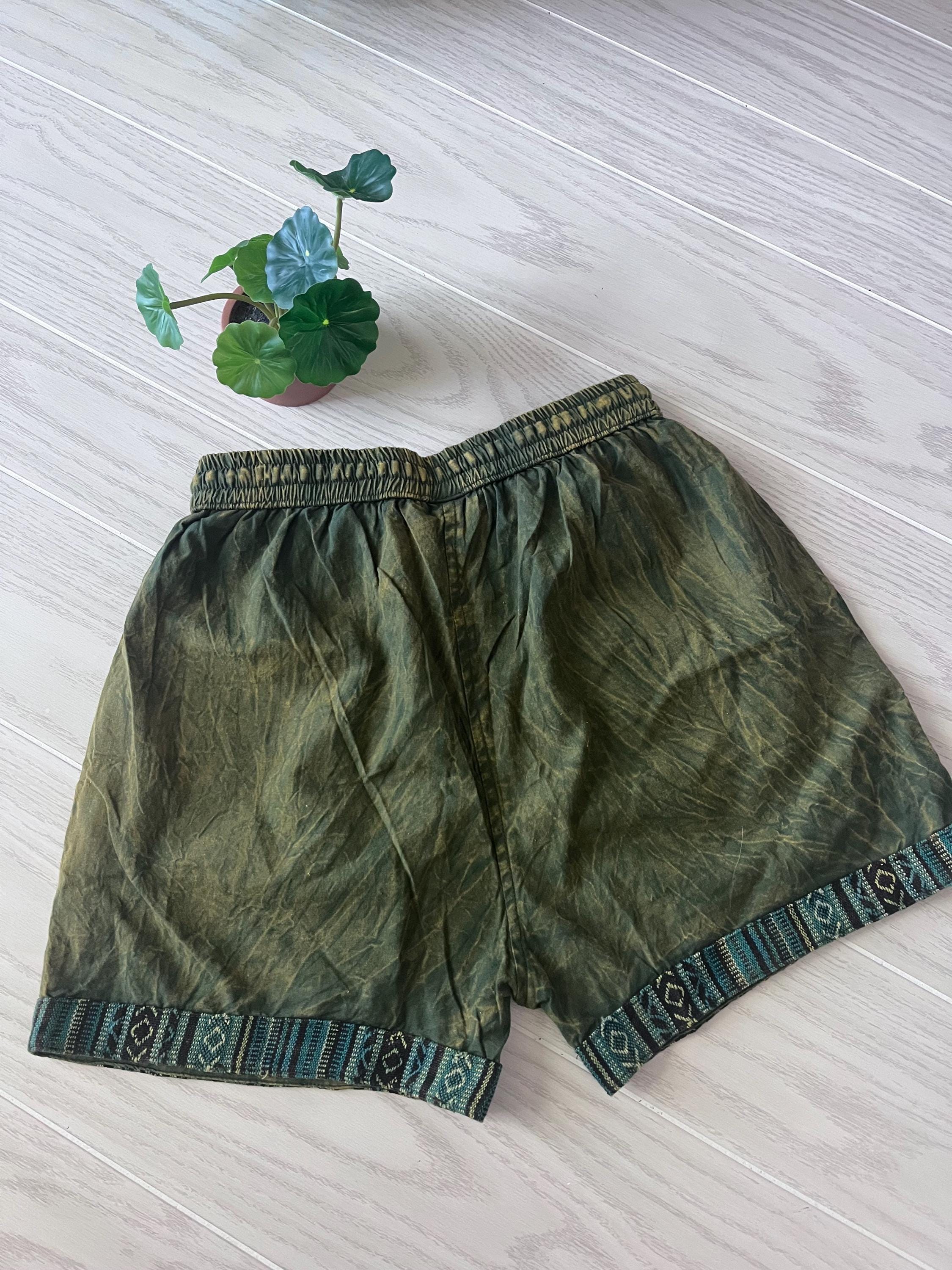 Bohemian Hippie Lightweight Cotton Shorts, Stonewashed Organic Cotton ...