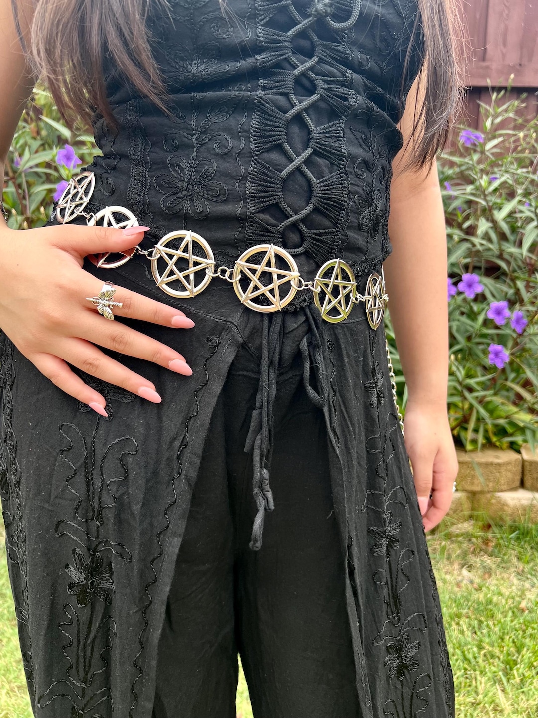 Pentagram Metal Belt, Costume Jewelry, Pentacle Waist Chain Belt ...