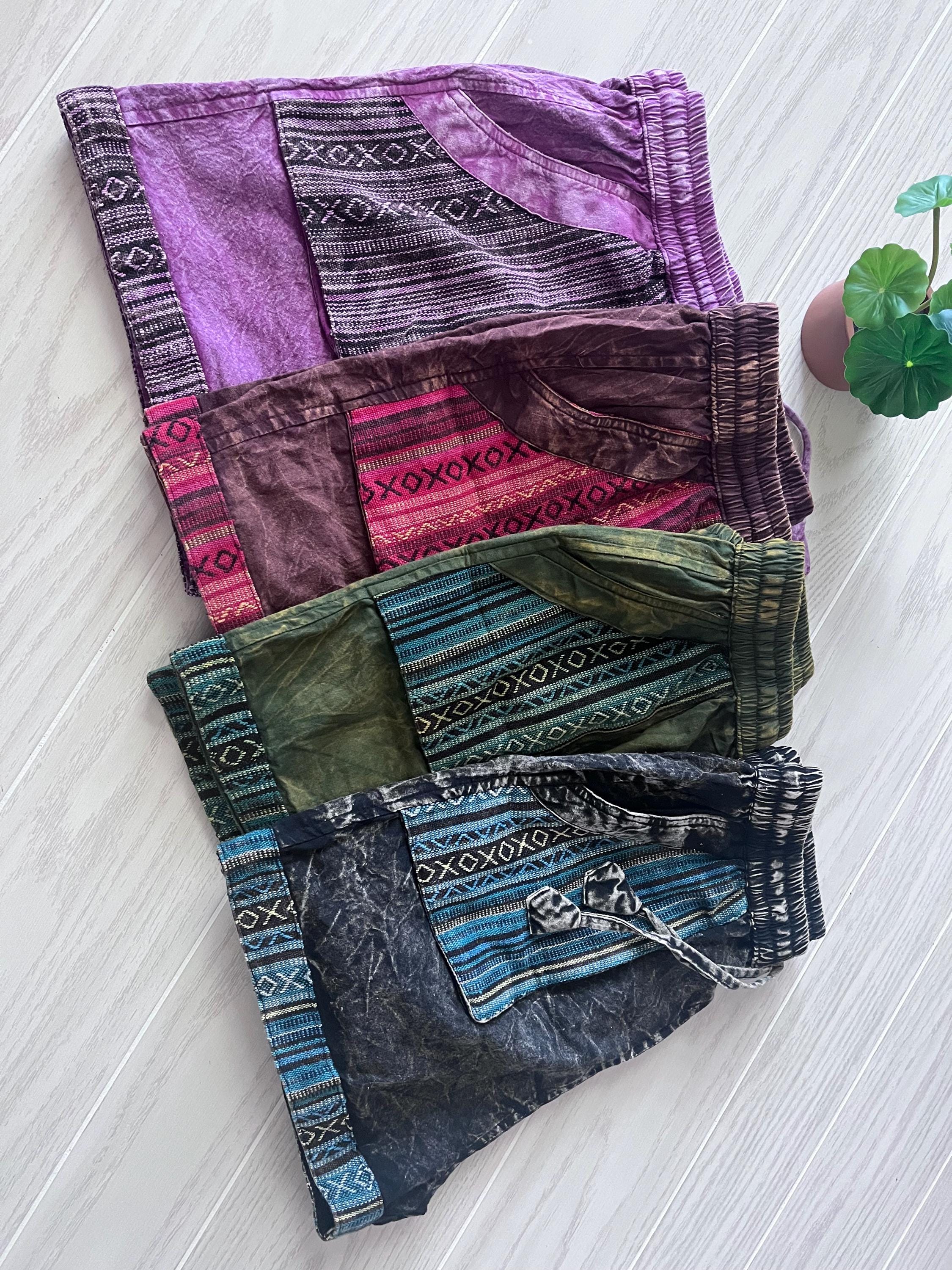 Bohemian Hippie Lightweight Cotton Shorts, Stonewashed Organic Cotton ...