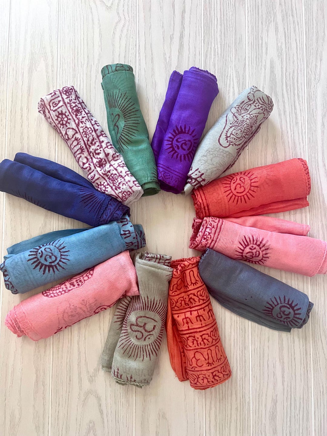 Om Prayer Scarf Shawl, Soft Meditation Scarf, Lightweight Colorful ...