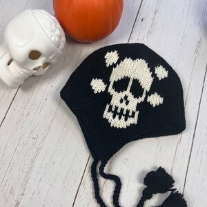 Black Skull Cap, Hand Knitted Skull Beanie, Winter Hat,skull Beanie ...