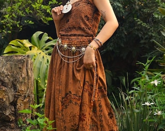 Vintage Style Bohemian Hippie Embroidered Skirt and Top Set, Cottage ...