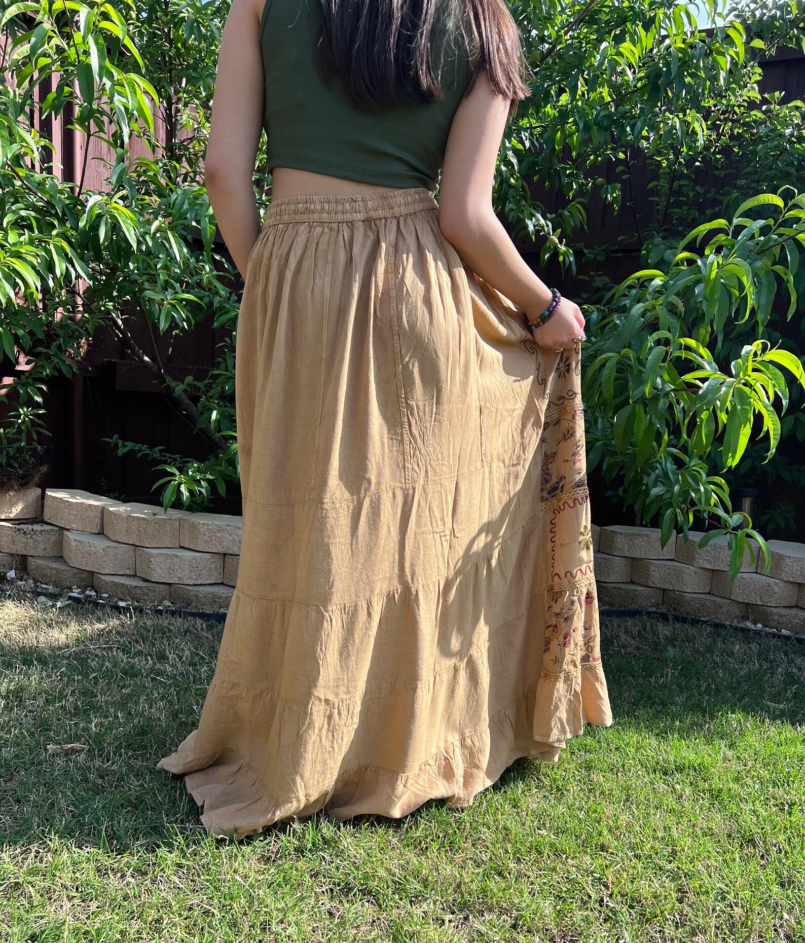 Vintage Style Bohemian Hippie Embroidered Skirt, Cottage Core Fairy ...