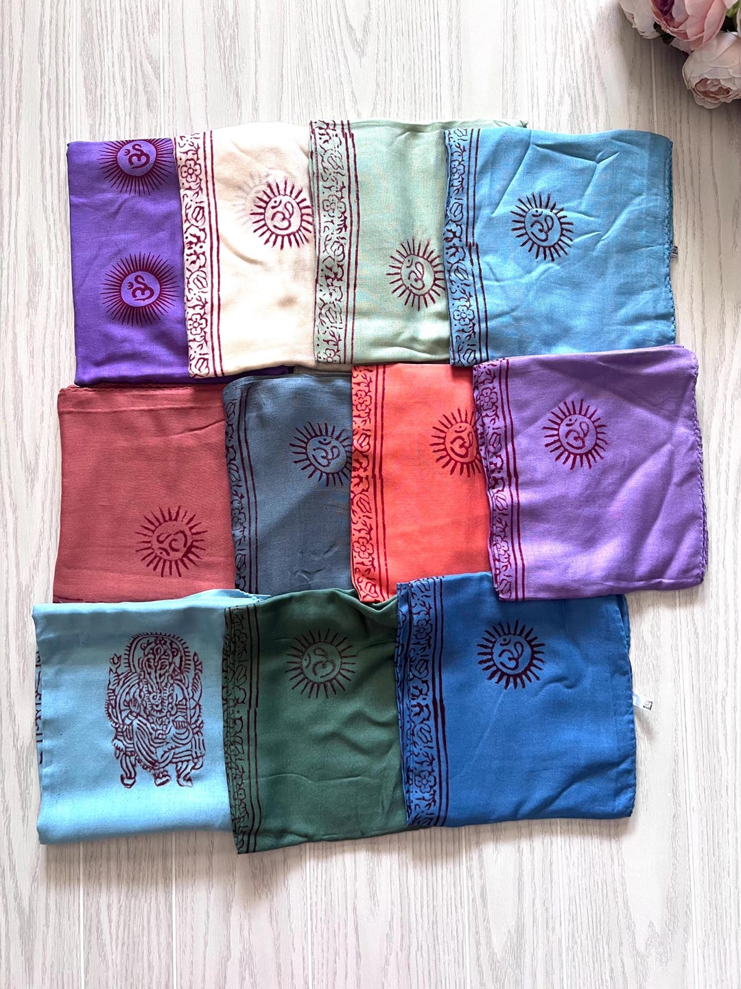 Om Prayer Scarf Shawl, Soft Meditation Scarf, Lightweight Colorful ...