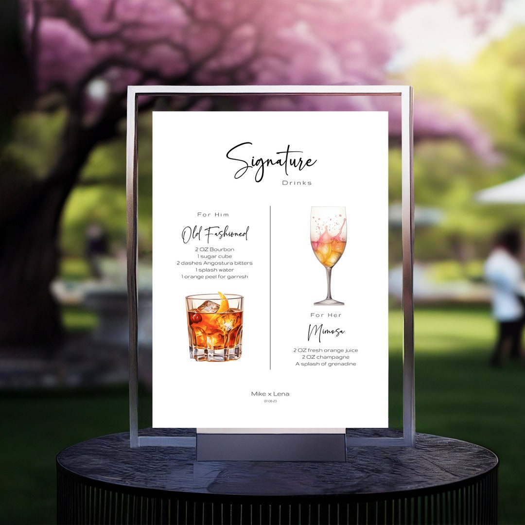 Editable Template, Signature Drink Sign Template, Bar Menu Template ...